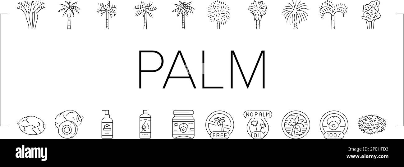 palm oil tree leaf plant icons set vector Stock Vector Image & Art - Alamy