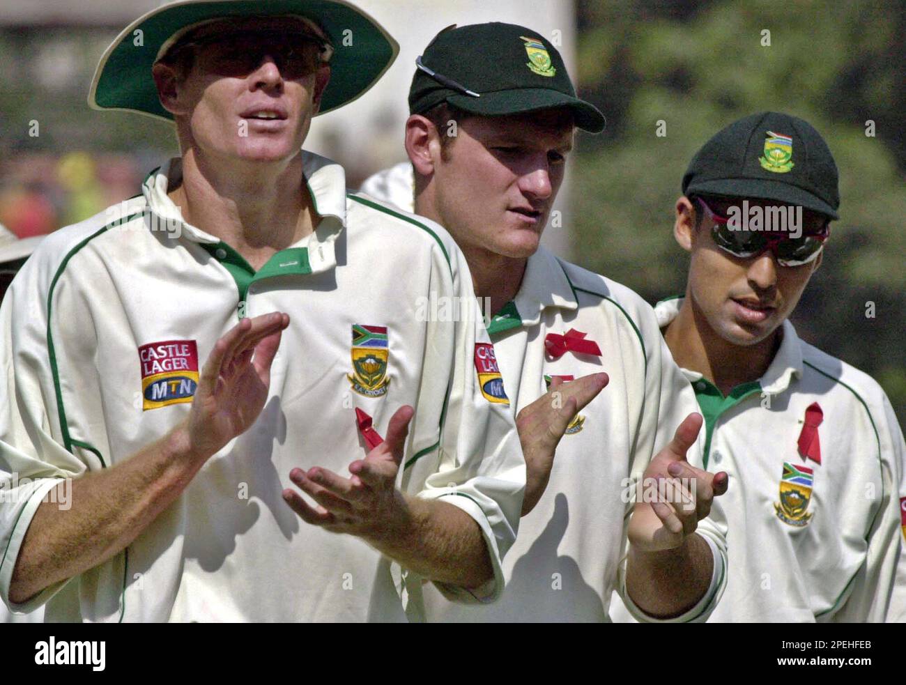 South African cricketers from left to right Shaun Pollock, Captain ...