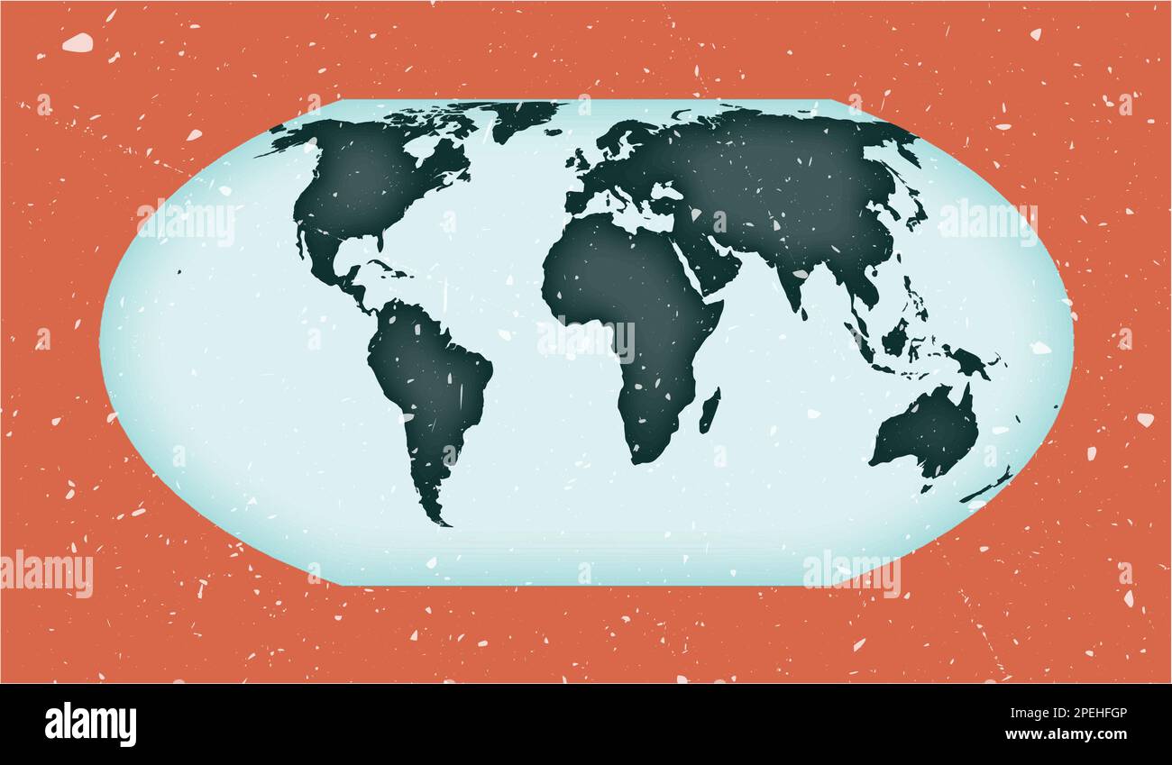 World Map Poster. Wagner IV projection. Vintage World shape with grunge ...