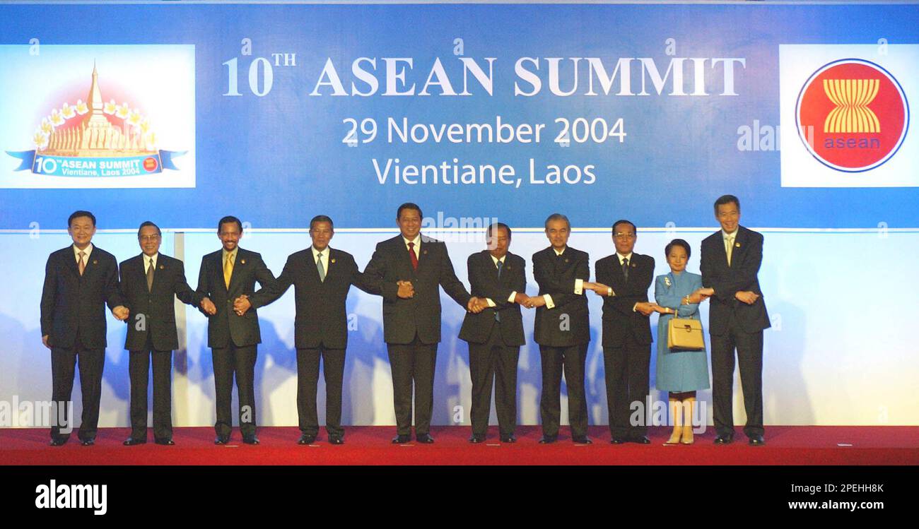ASEAN leaders line up for a photo call at the start of the ASEAN summit ...