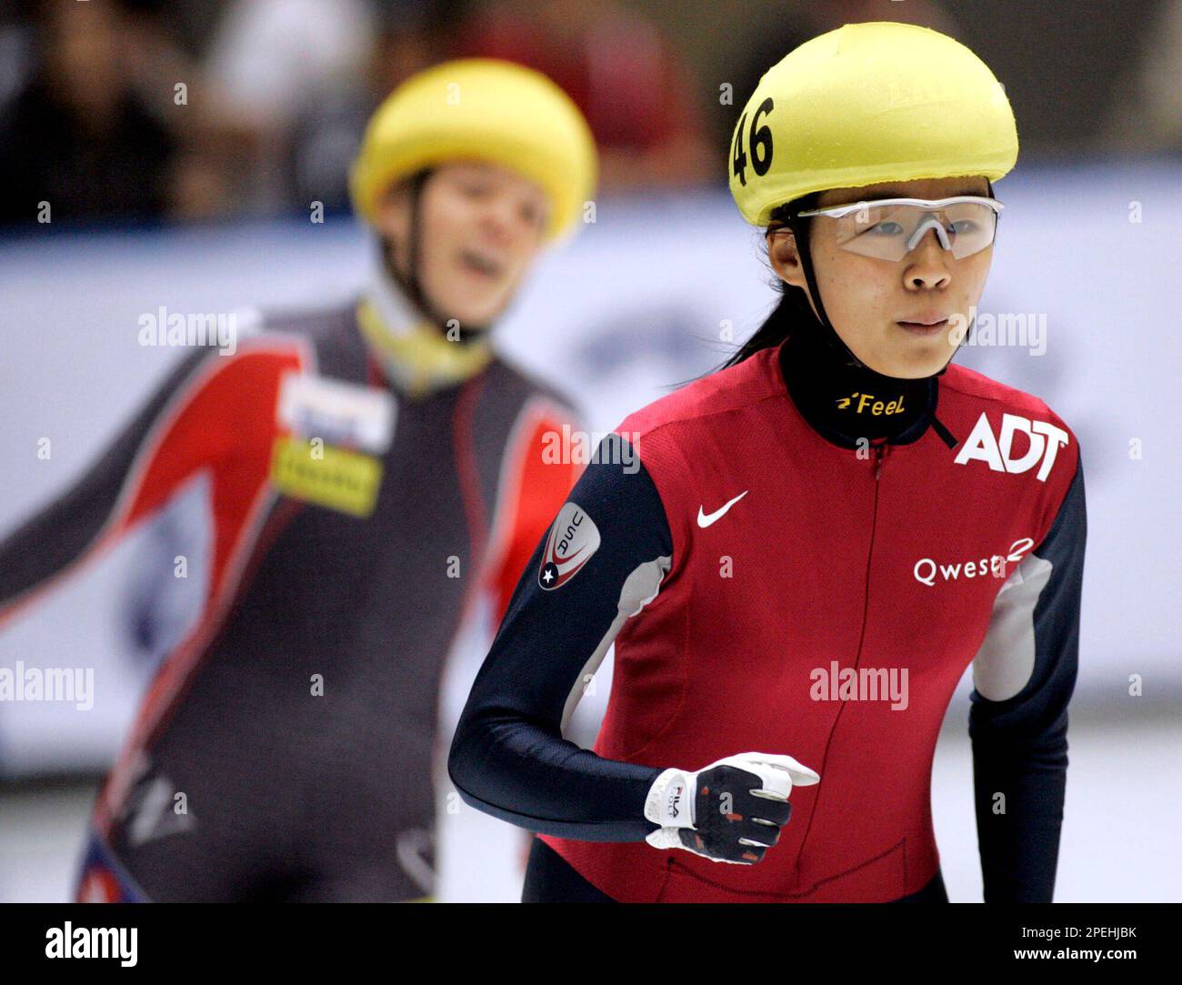 Hyo-Jung Kim of Fullerton, Calif., celebrates her win in the 1,000 ...