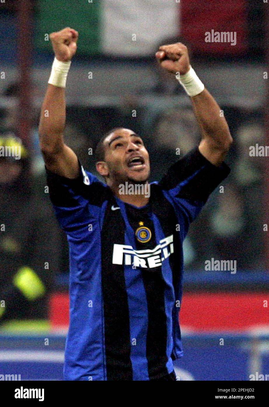 Inter of Milan forward Adriano of Brazil celebrates after equalizing ...