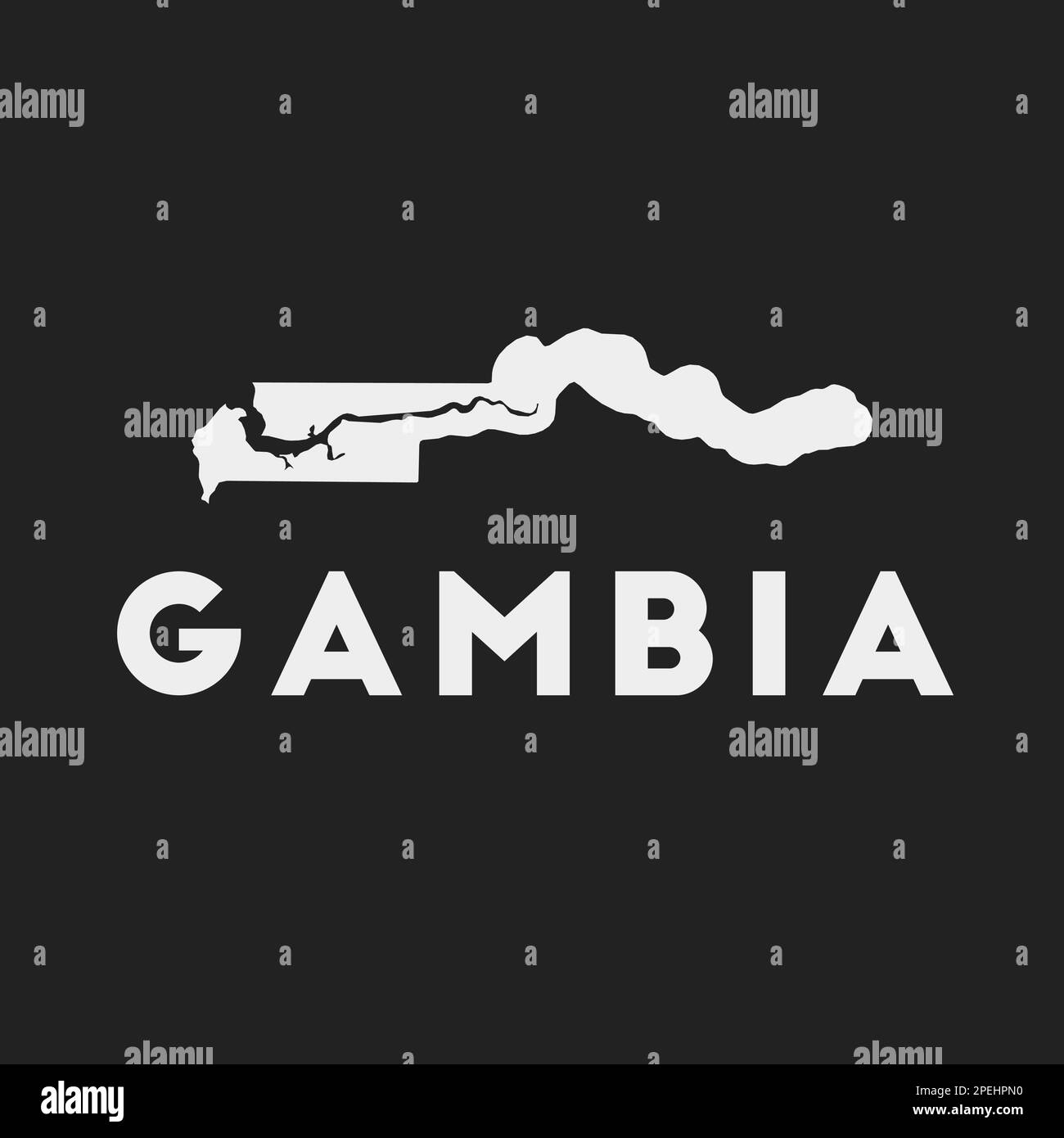 Gambia icon. Country map on dark background. Stylish Gambia map with ...
