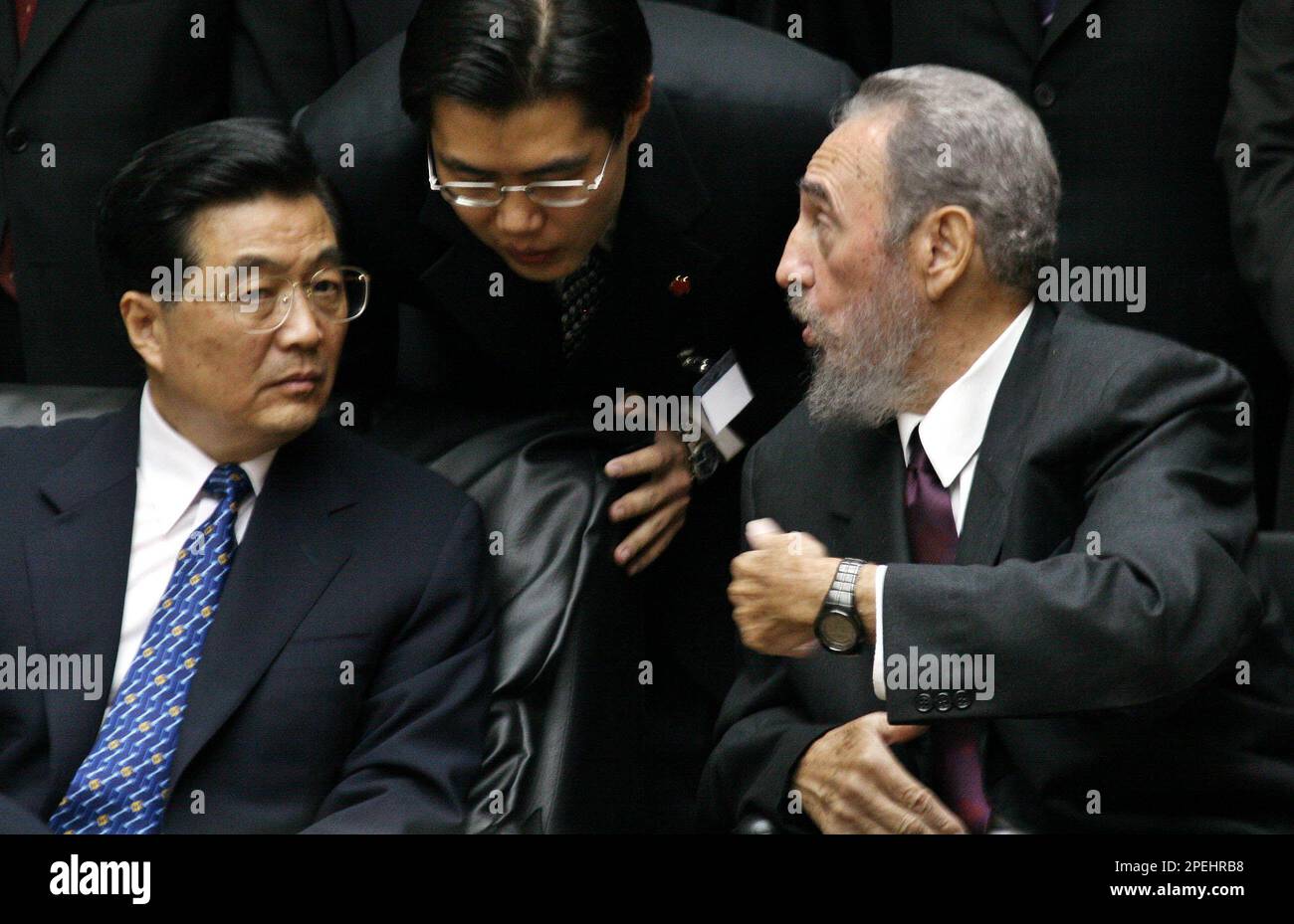 Cuban President Fidel Castro, right, welcomes Chinese President Hu ...