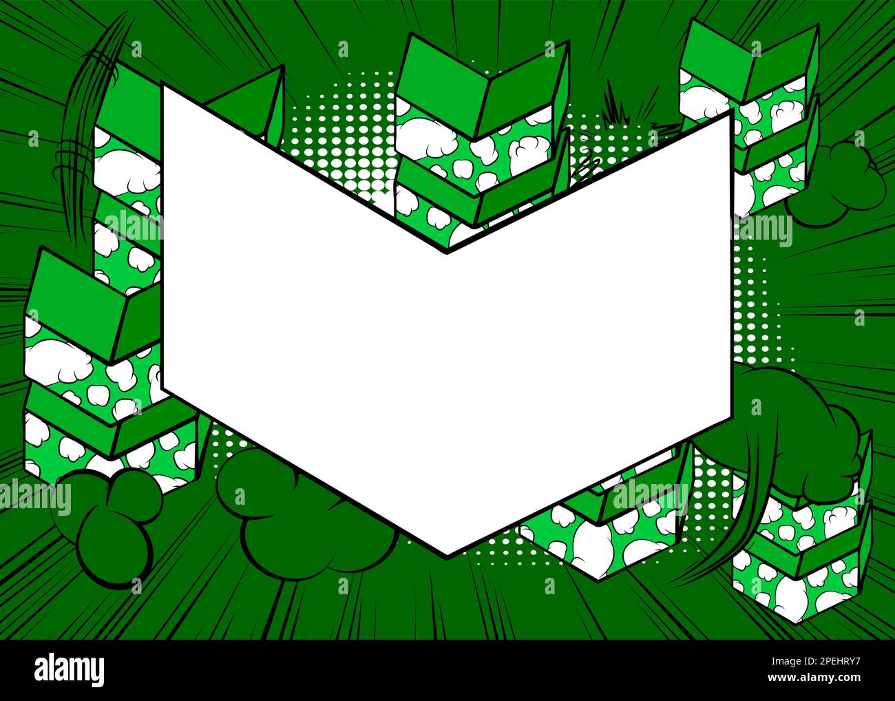 White, Blank Comic book arrow on green background poster. Comics ...