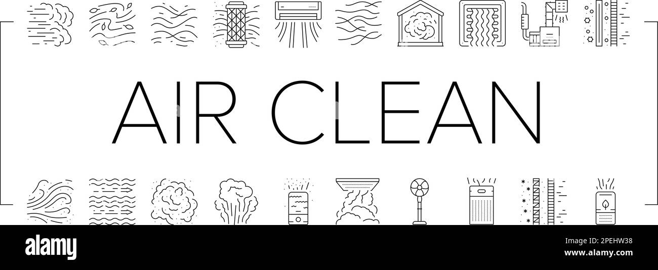 air clean fresh wind flow filter icons set vector Stock Vector Image ...