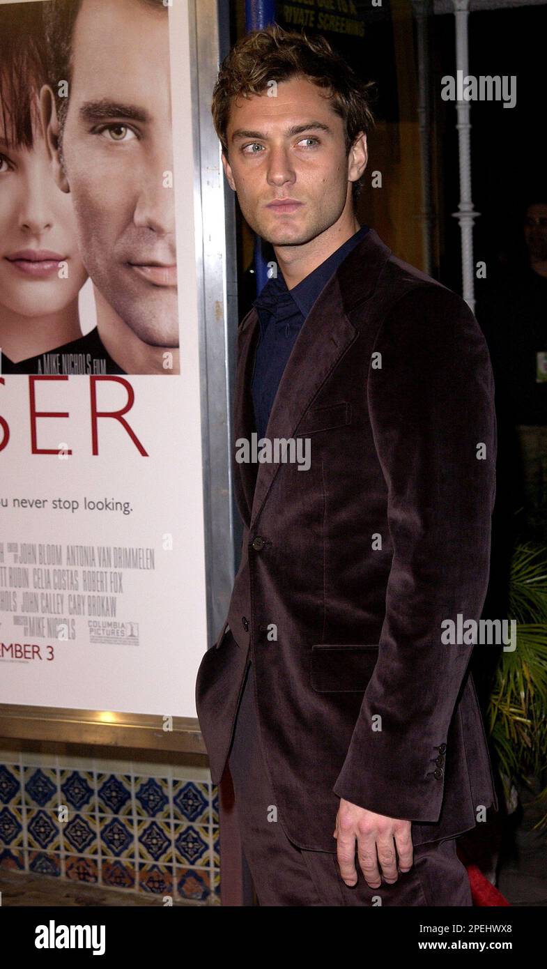 Actor Jude Law arrives at the premiere of the film, "Closer," Monday ...