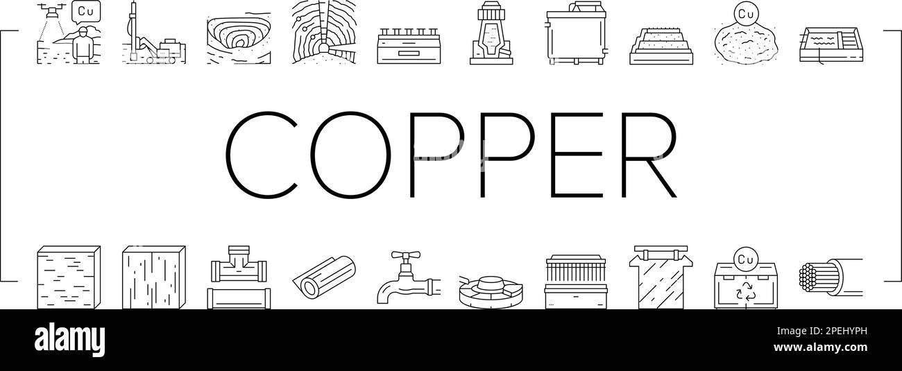 copper metal production steel icons set vector Stock Vector Image & Art ...