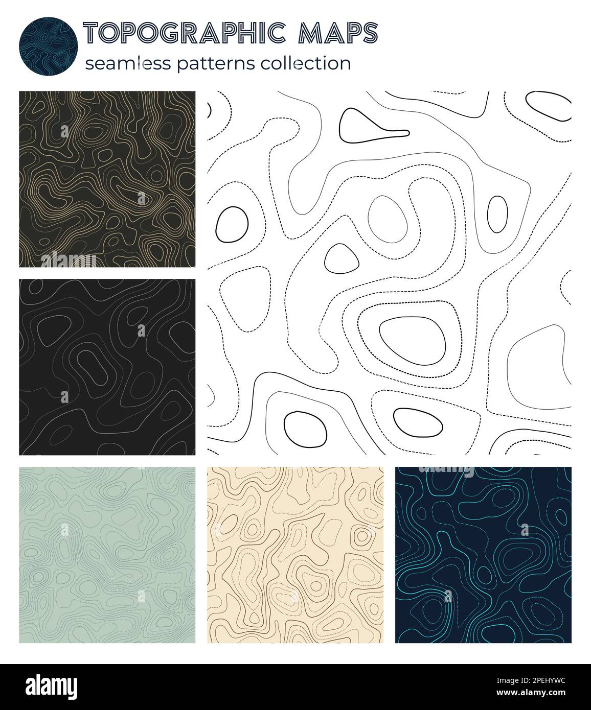 Topographic maps. Authentic isoline patterns, seamless design. Vibrant ...