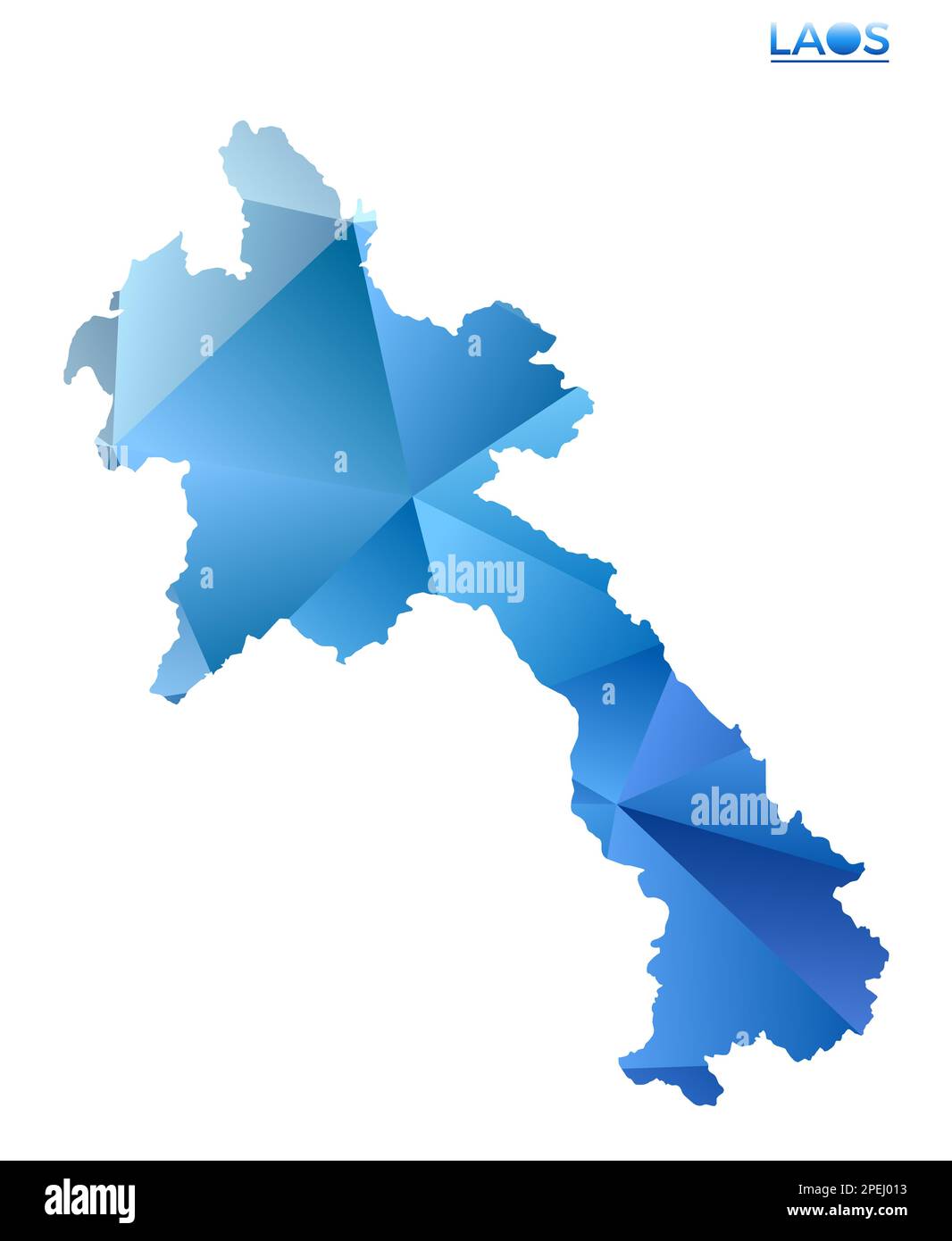 Vector polygonal Laos map. Vibrant geometric country in low poly style. Awesome illustration for ...