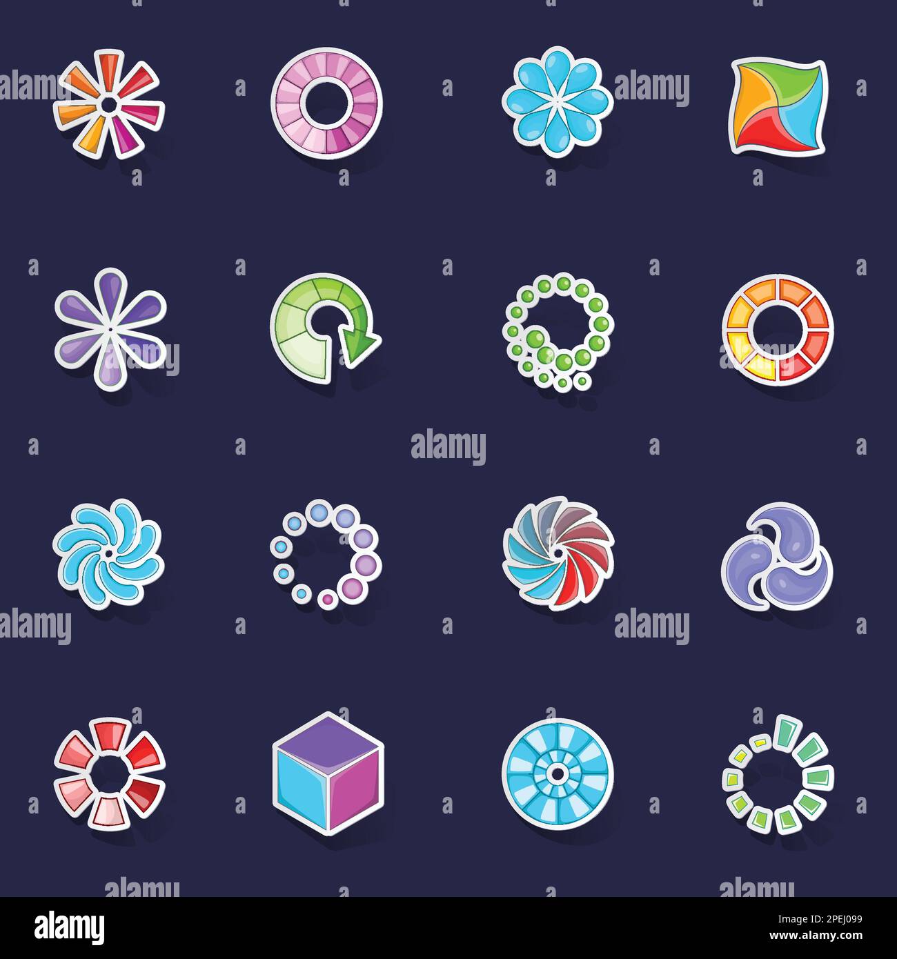 Download status icons set stikers collection vector with shadow on ...