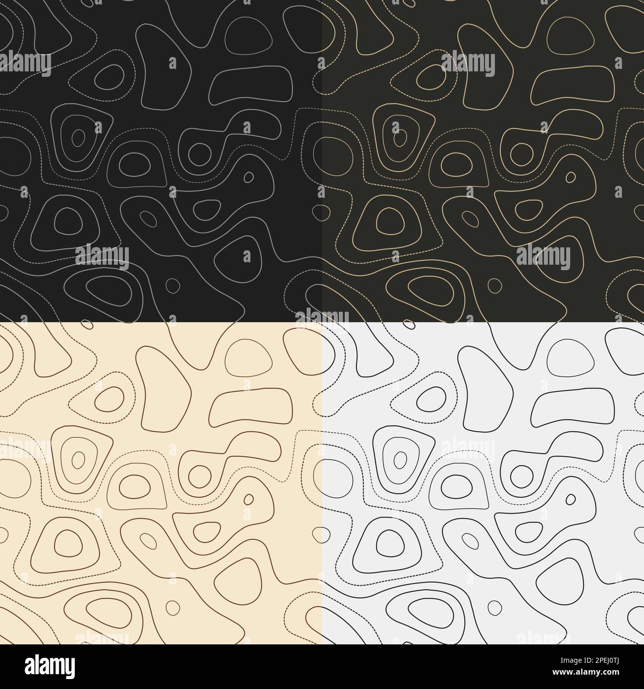 Topography patterns. Seamless elevation map tiles. Attractive isoline ...