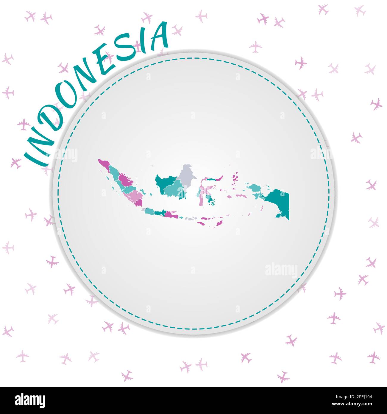 Indonesia map design. Map of the country with regions in emerald ...