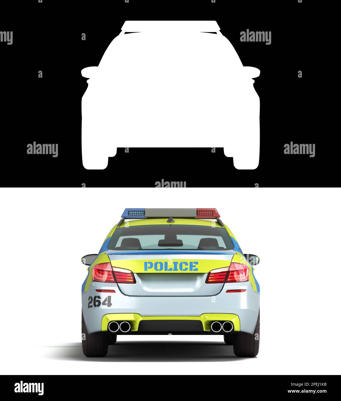 modern police car back view 3d remdr on white with alpha Stock Photo ...