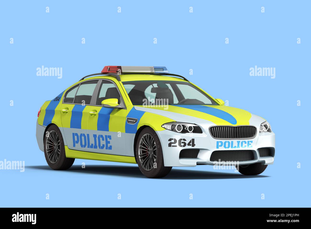 modern police car perspective view 3d remdr on blue background Stock ...