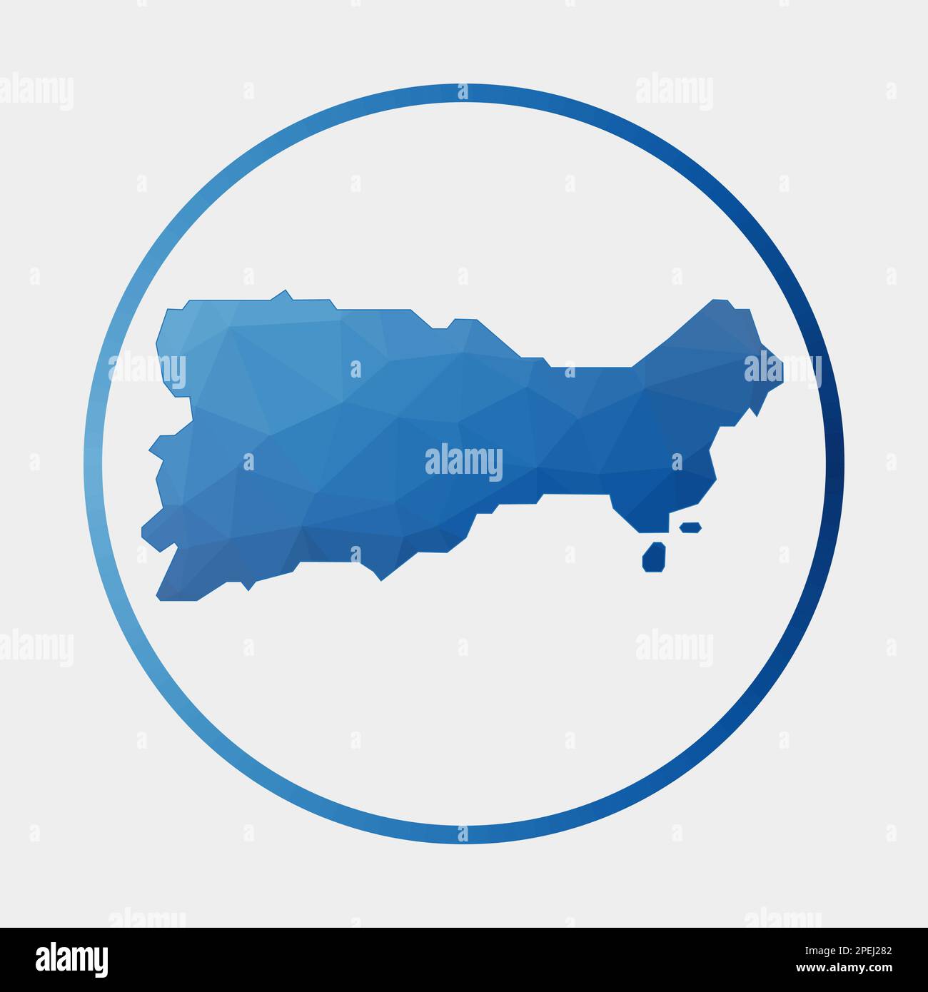 Capri icon. Polygonal map of the island in gradient ring. Round low ...