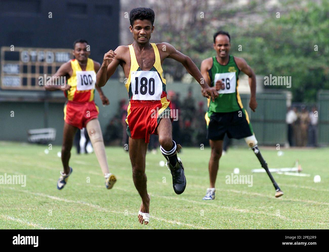 Sri Lankan disabled Army soldiers participate in a 100 meters race ...
