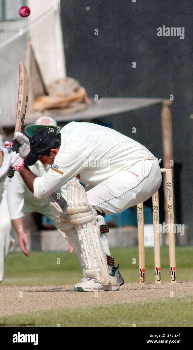 UAE' s Arshad Ali ducks to avoid the rising delivery from Canadian ...