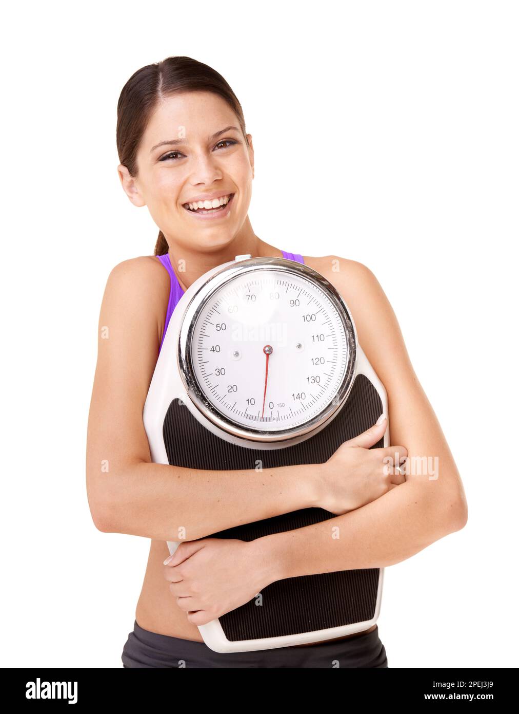 This scale has been a long time companion. Studio portrait of a happy ...