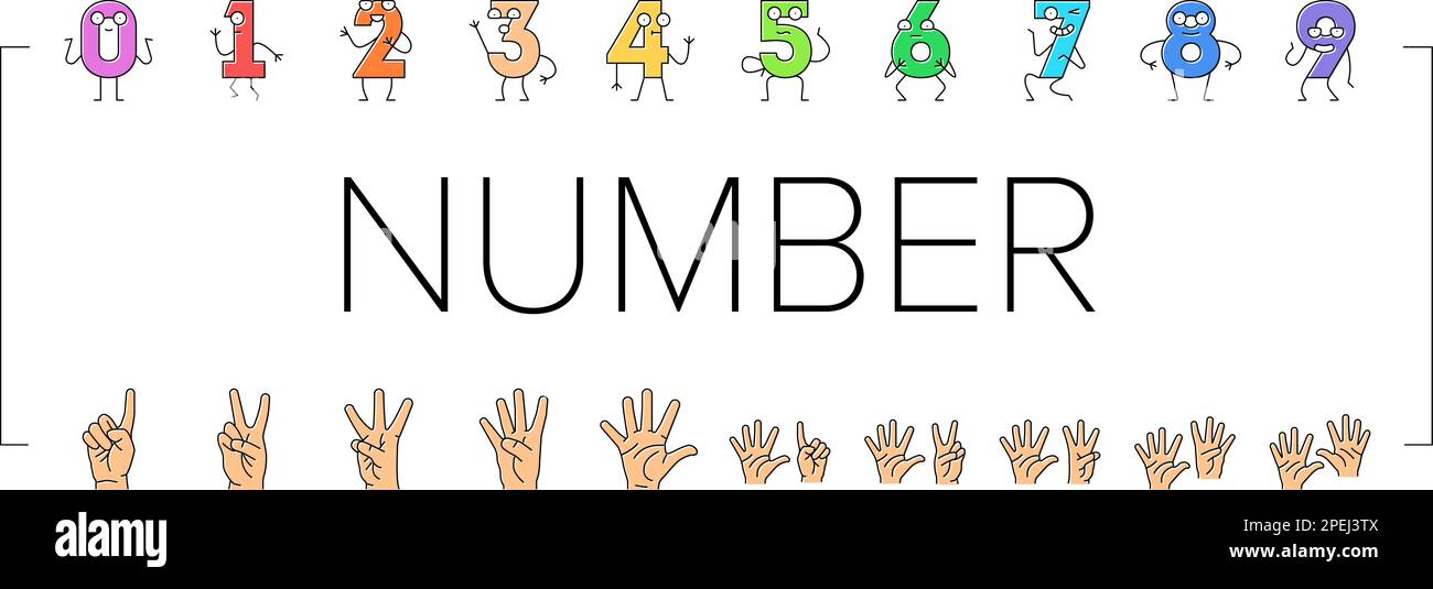 number character cute icons set vector Stock Vector Image & Art - Alamy