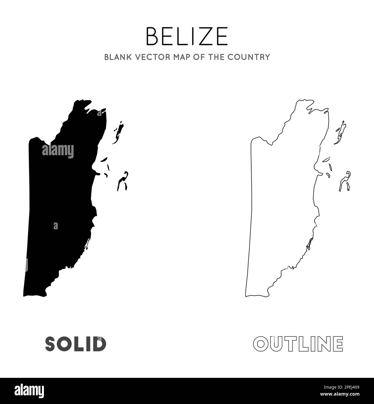 Belize map. Blank vector map of the country. Borders of Belize for your ...