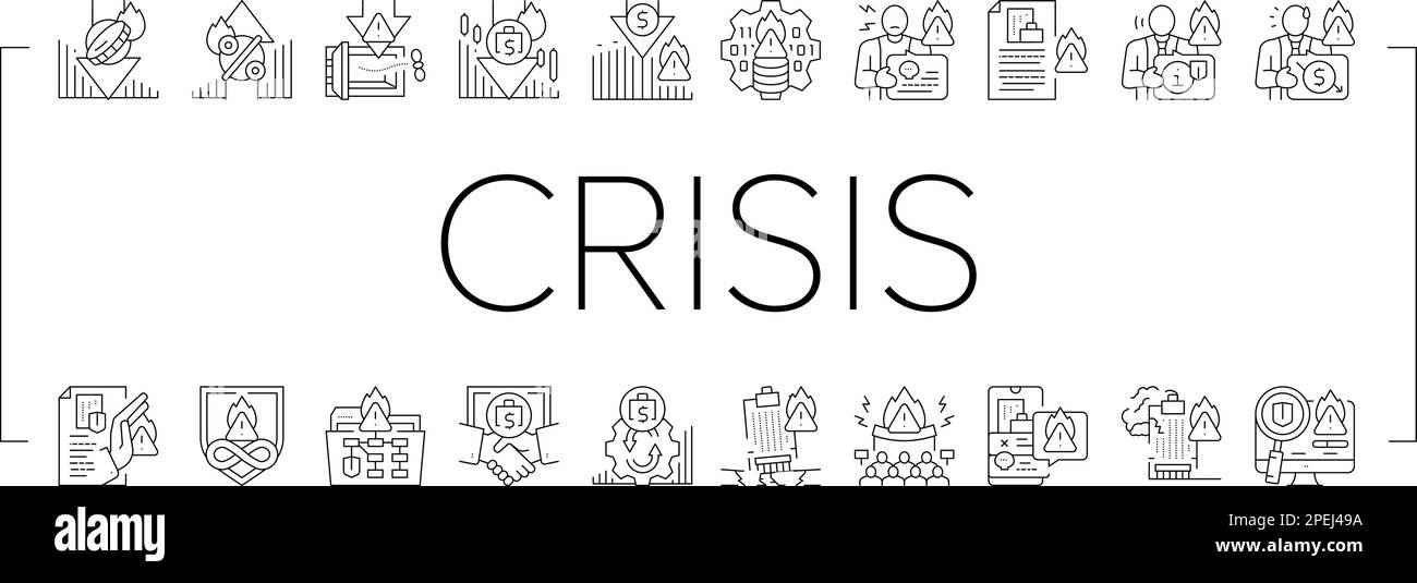 crisis management risk strategy icons set vector Stock Vector Image ...