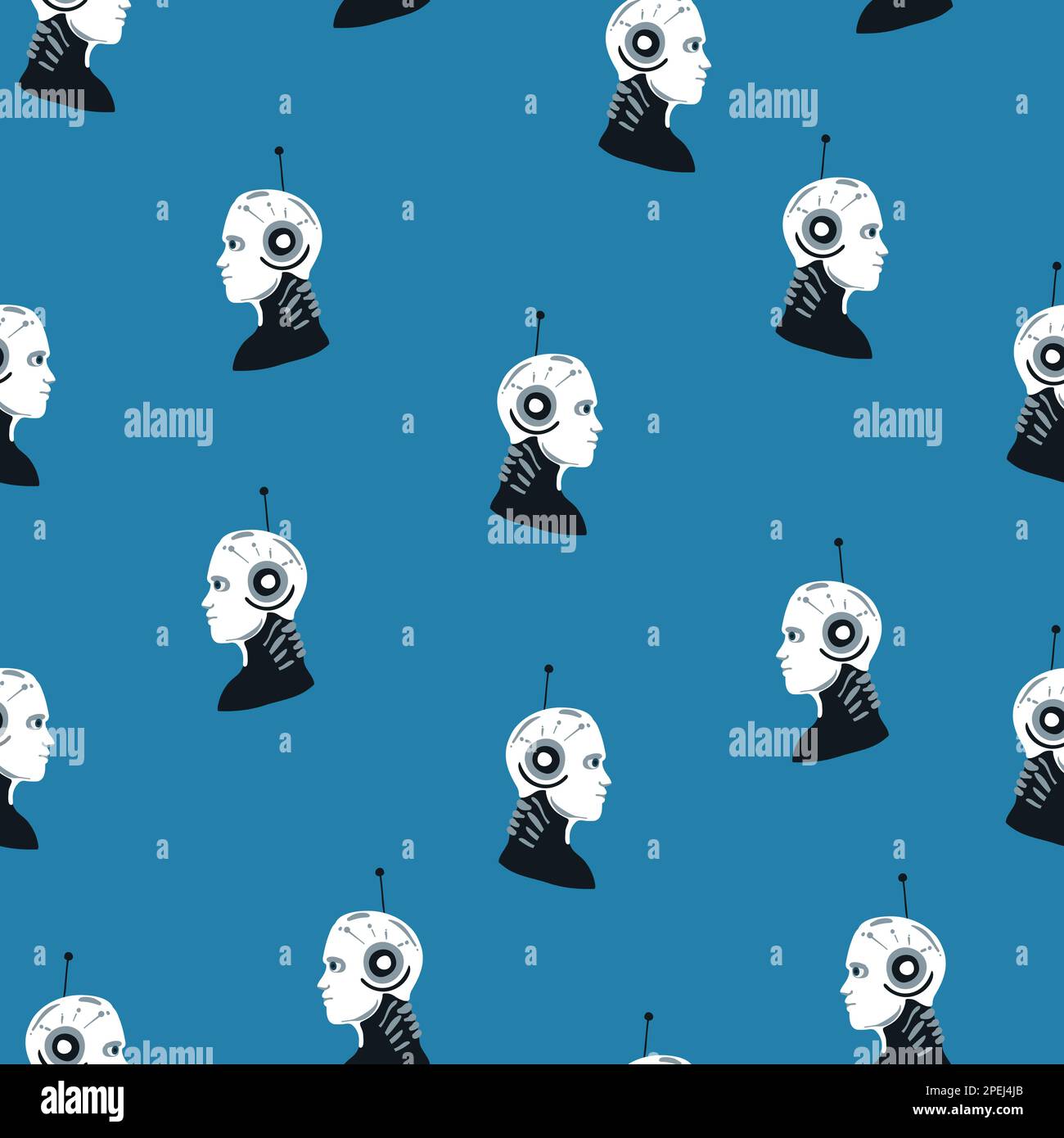 seamless Robot pattern,cartoon vector illustration hand drawing Stock Vector Image & Art - Alamy