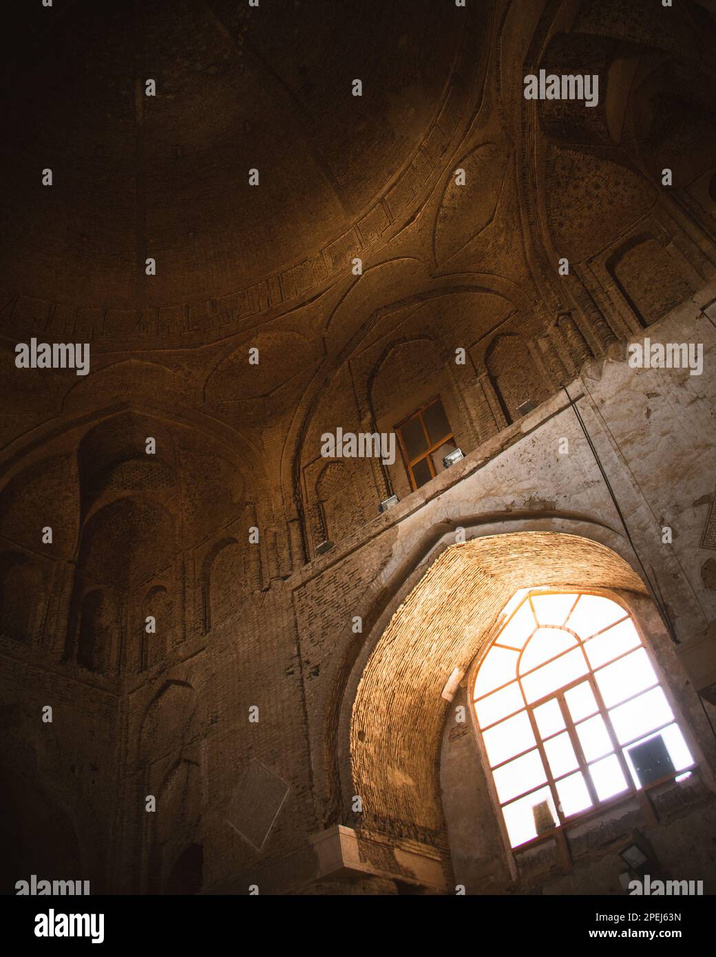 Window and Masjed-e Jameh Mosque Ceiling with Roof Circle Window and ...