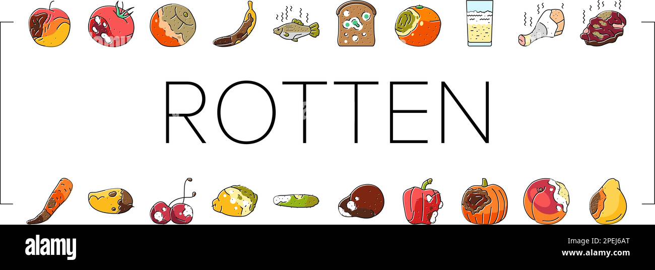 rotten food fruit waste garbage icons set vector Stock Vector Image ...