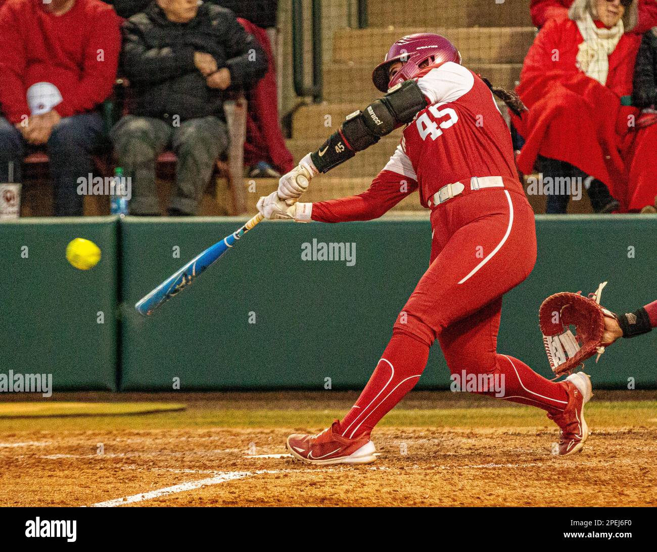 Norman, Oklahoma, USA. 14th Mar, 2023. Oklahoma Haley Lee (45) hits a ...
