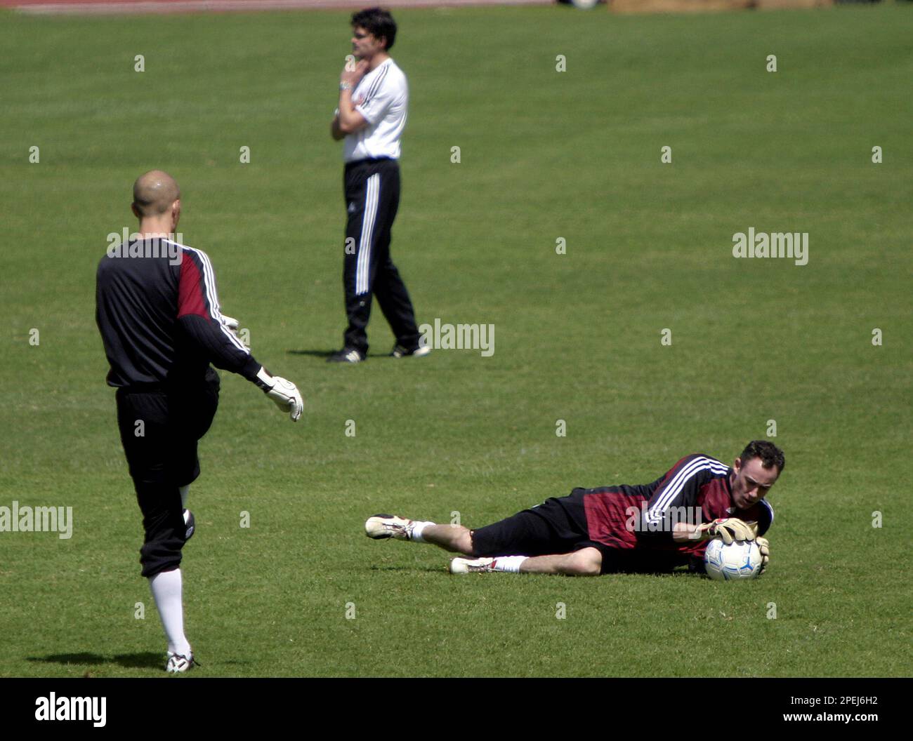 Greg Sutton, right, goalkeeper of the Canadian national soccer team ...