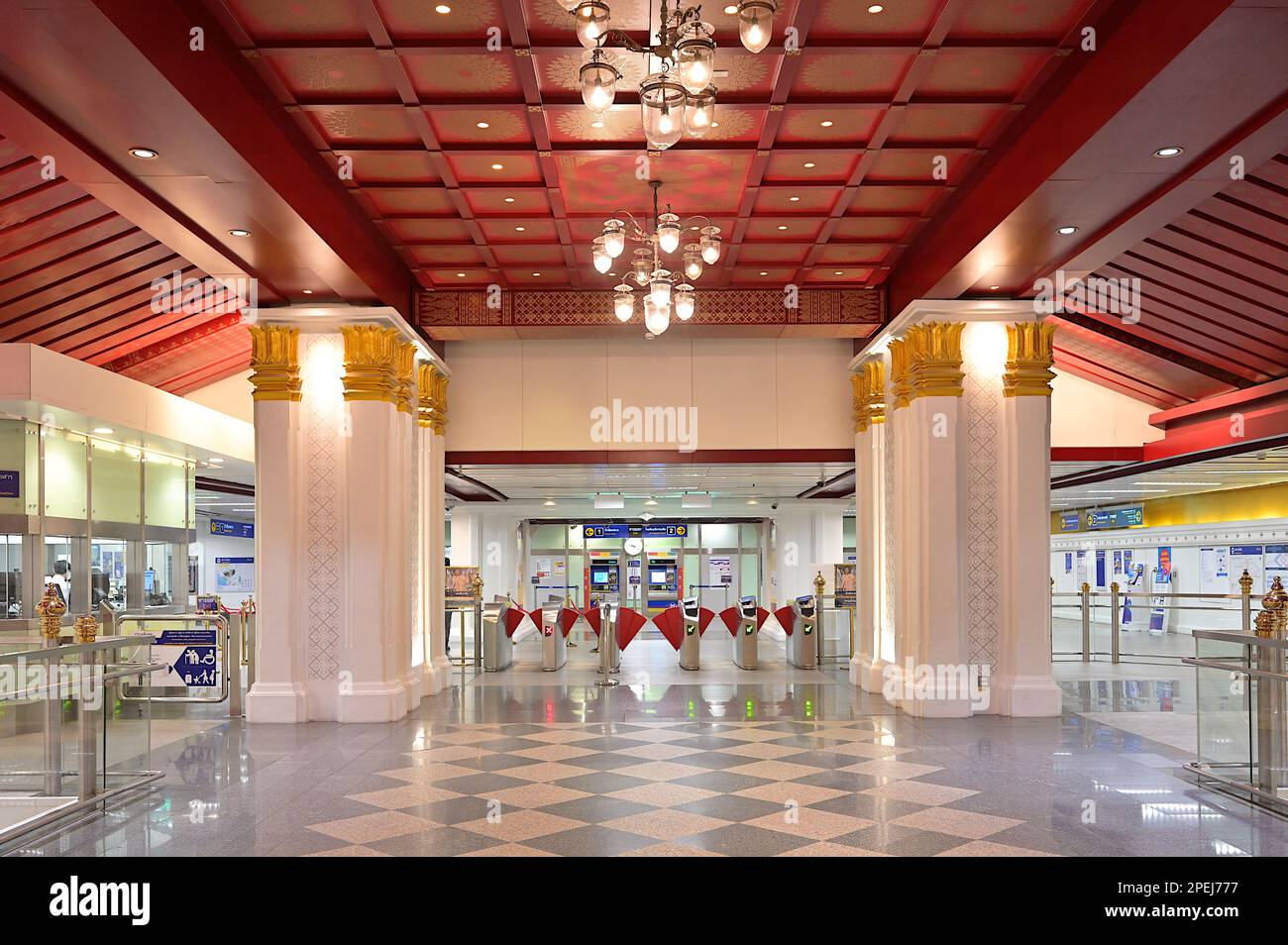 Subway gantries and concourse area at Sanam Chai MRT Station, Bangkok ...