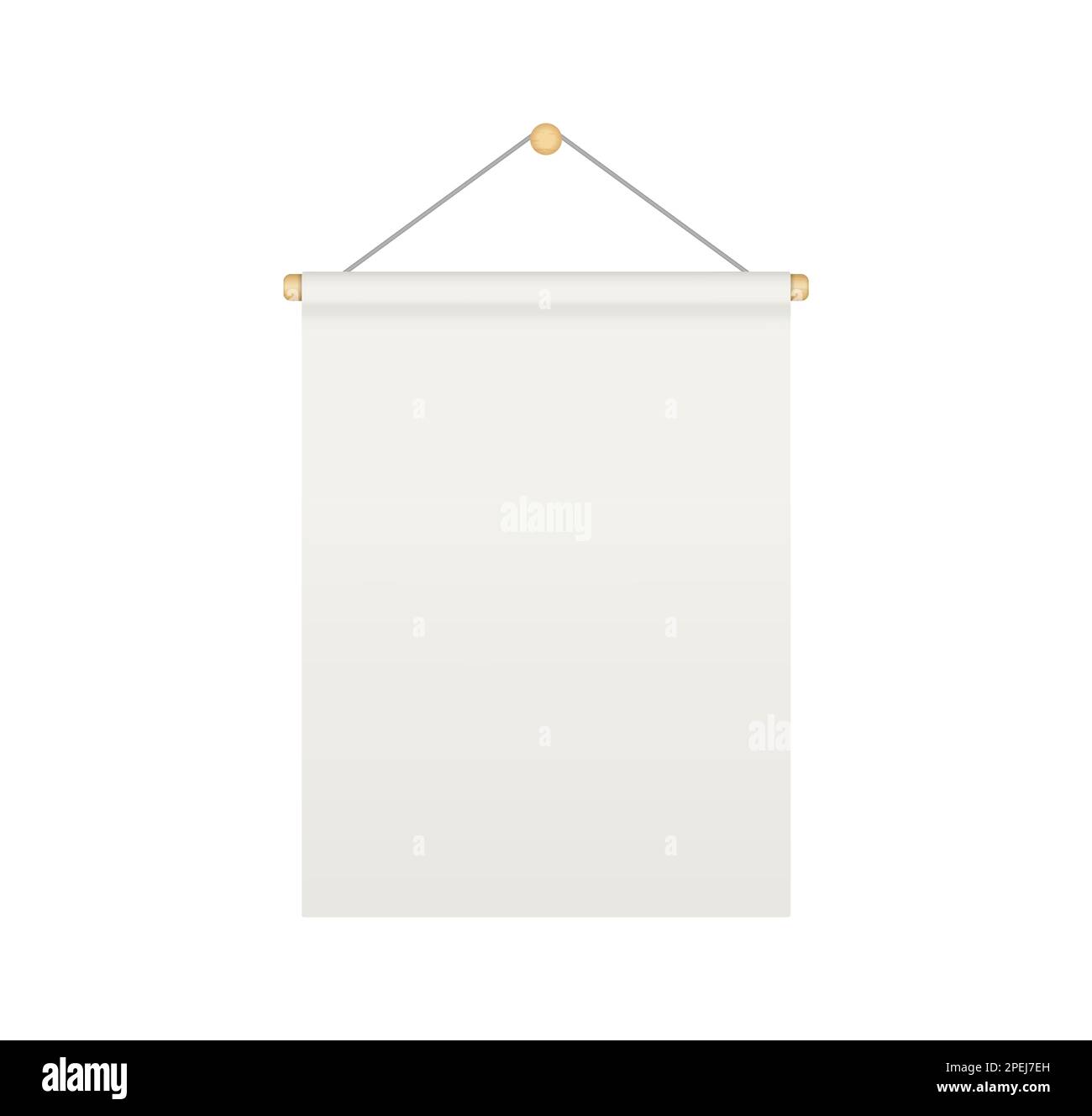 Empty white rectangle bunting pennant. Hanging realistic pennant or ...