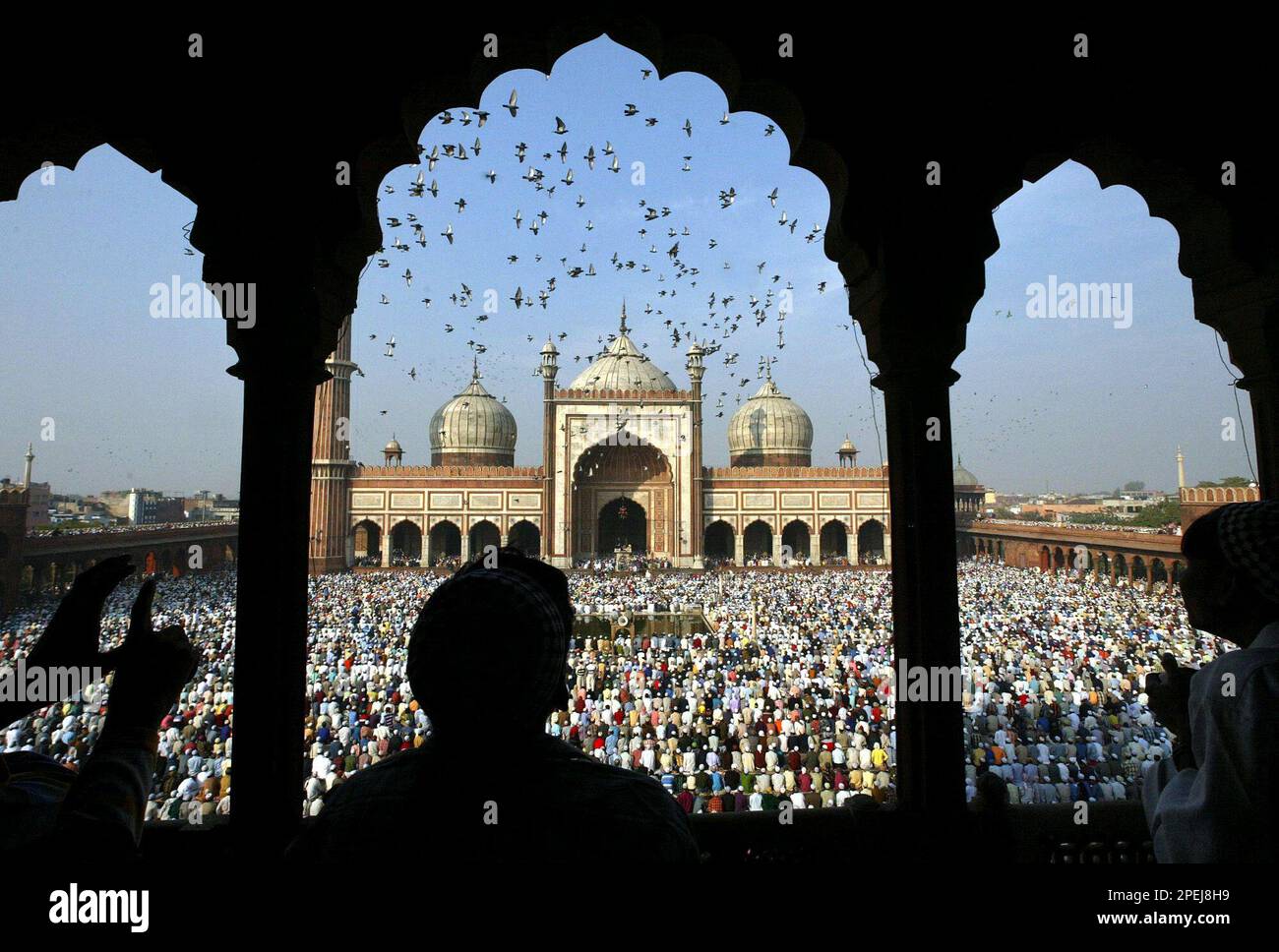 Muslim devotees pray at the Jama Masjid in New Delhi, India, Monday ...