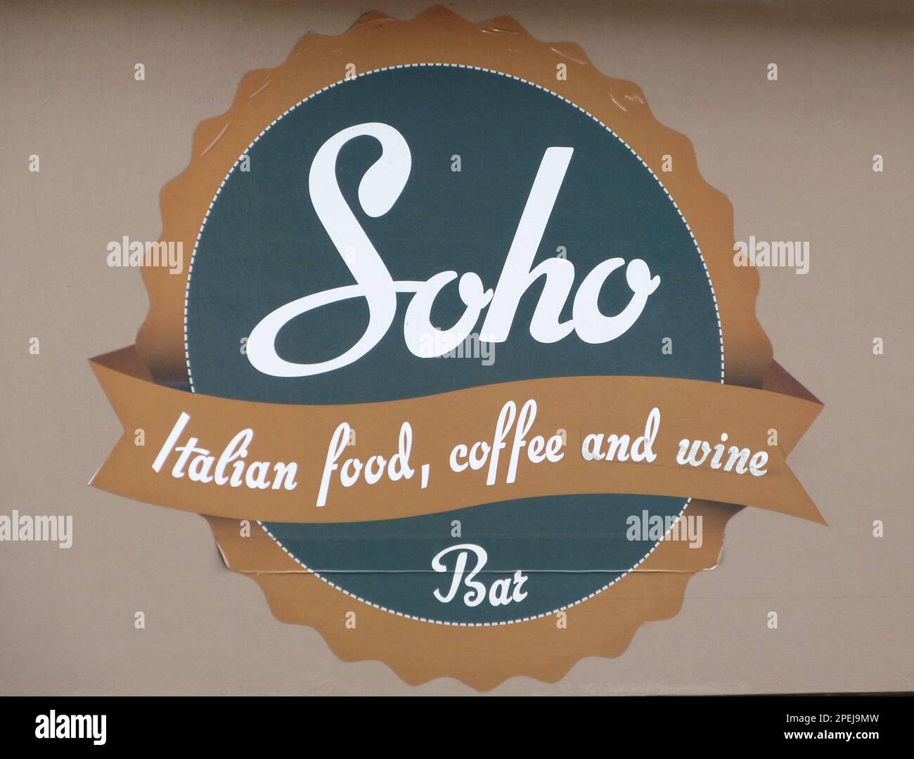 Soho Bar, Italian food, coffee and wine sign. Soho, London Stock Photo ...