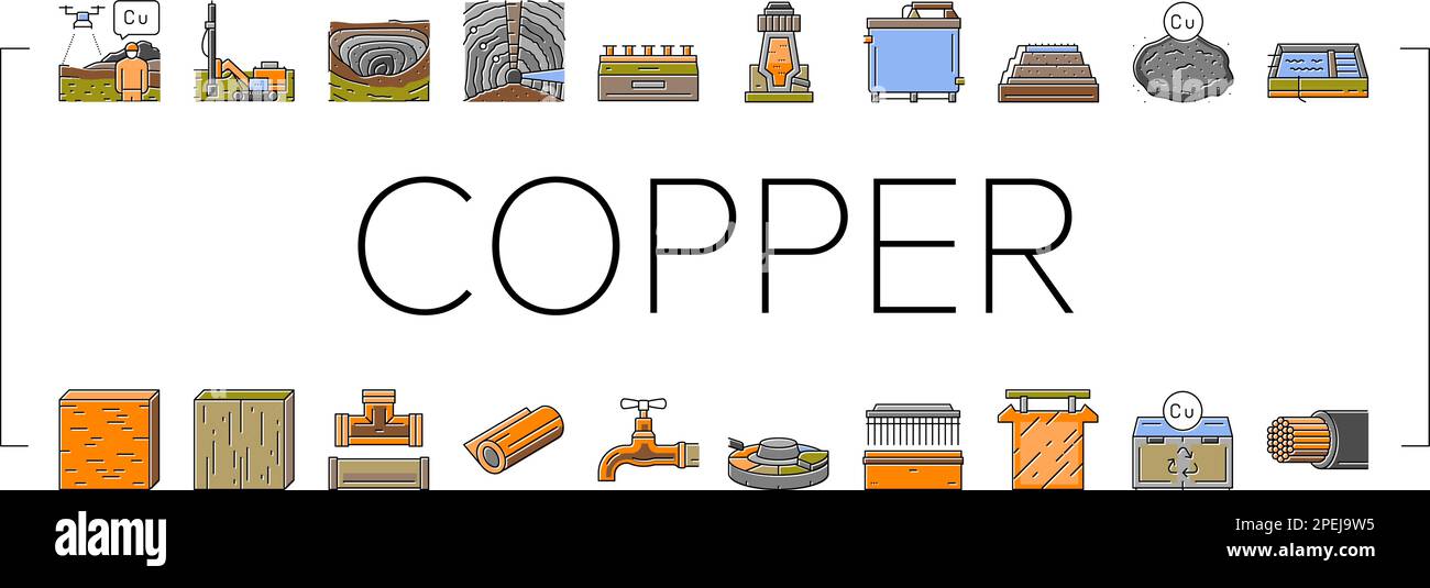 copper metal production steel icons set vector Stock Vector Image & Art ...