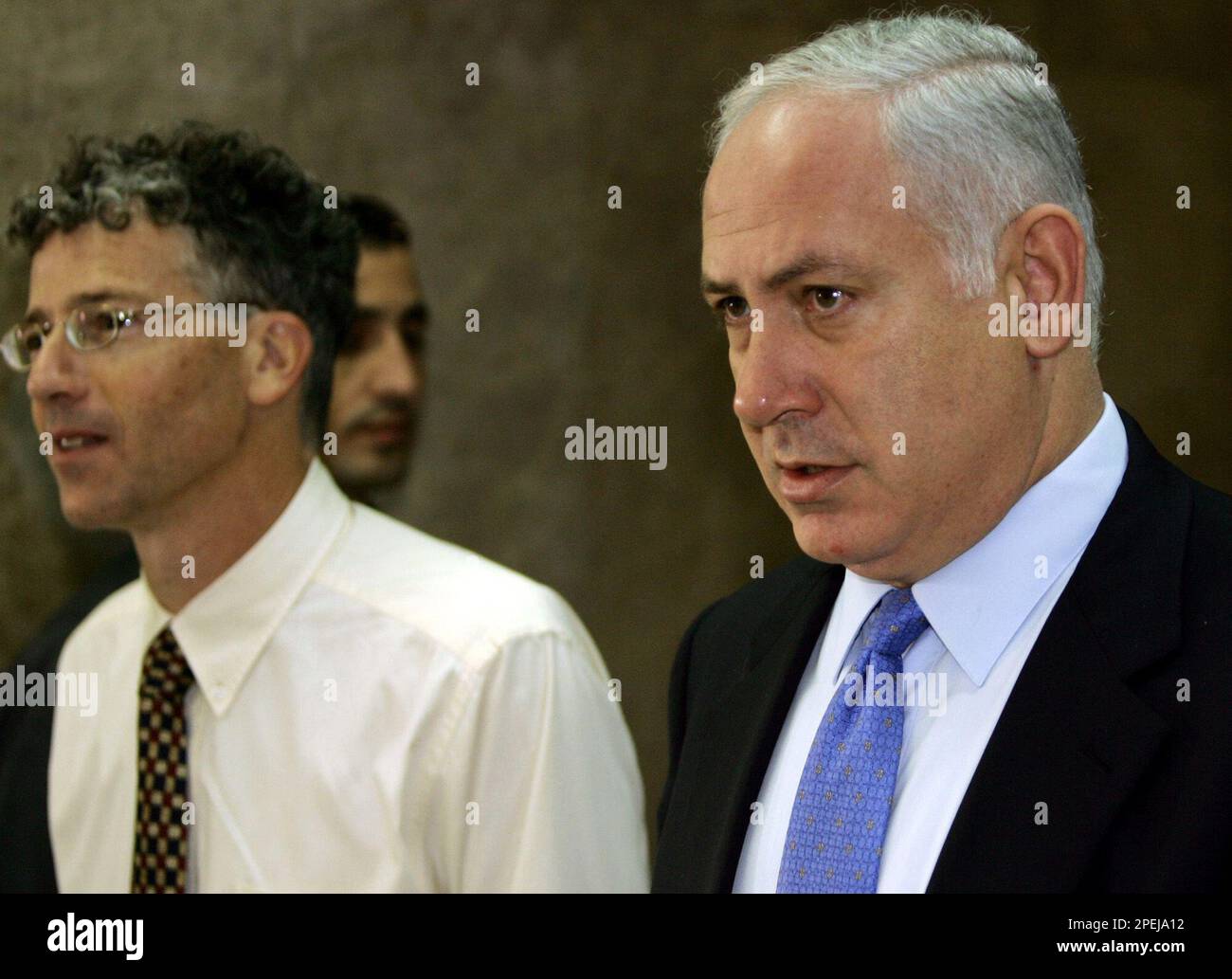 Israeli Foreign Minister Benjamin Netanyahu, right, arrives to the ...