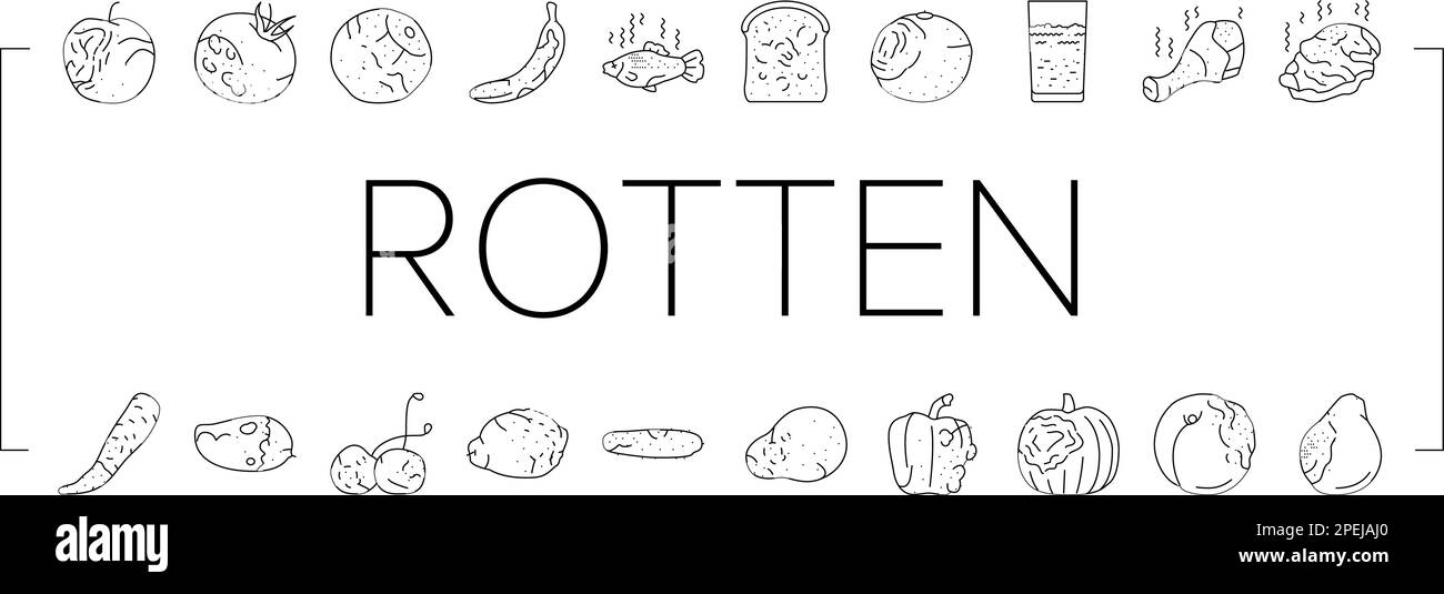 rotten food fruit waste garbage icons set vector Stock Vector Image ...