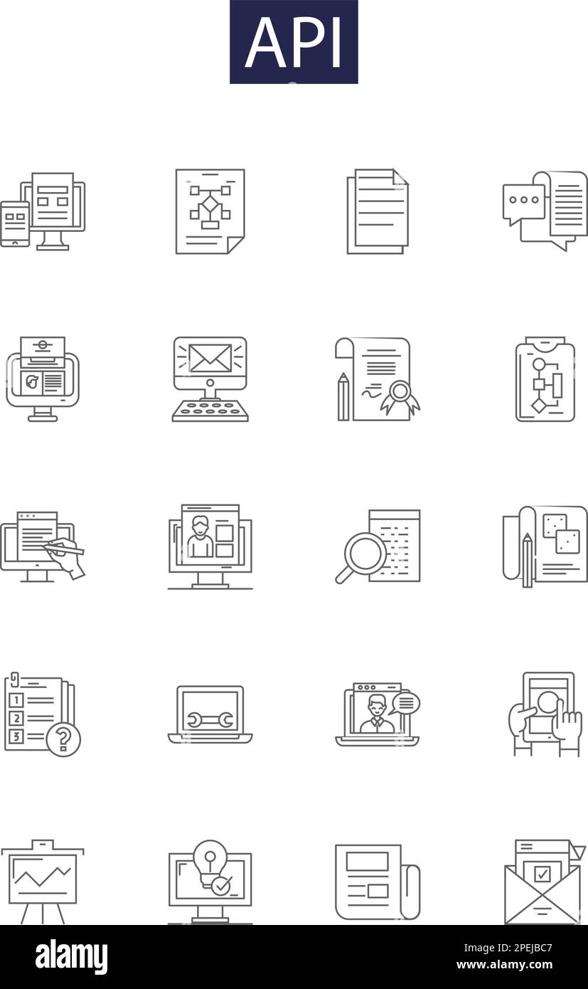 Api Line Vector Icons And Signs Application Programming Interface Web Services Integration
