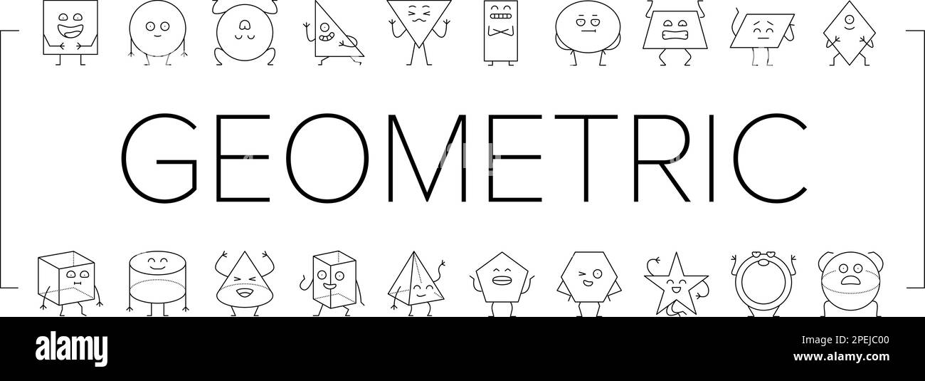 Geometric Shape Character Icons Set Vector Stock Vector Image And Art Alamy