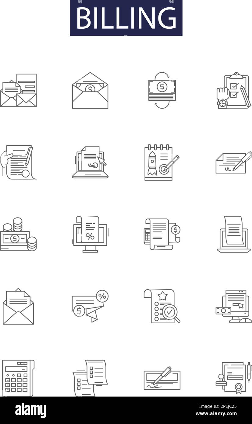 Billing line vector icons and signs. Payments, Remittance, Receivables ...