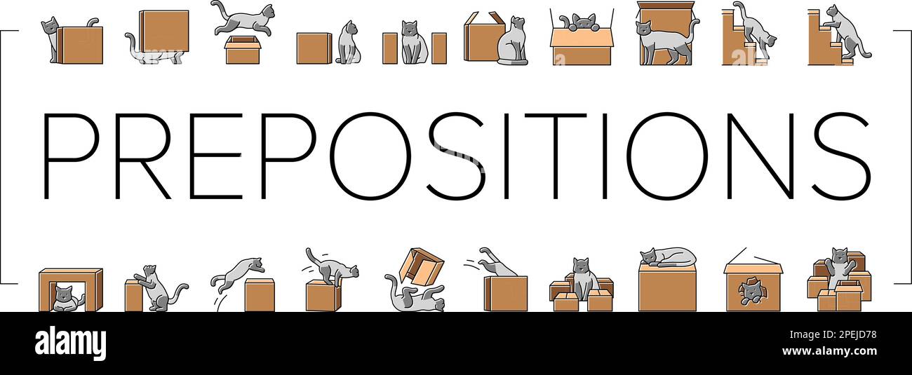 Preposition English Language Icons Set Vector Stock Vector Image And Art Alamy