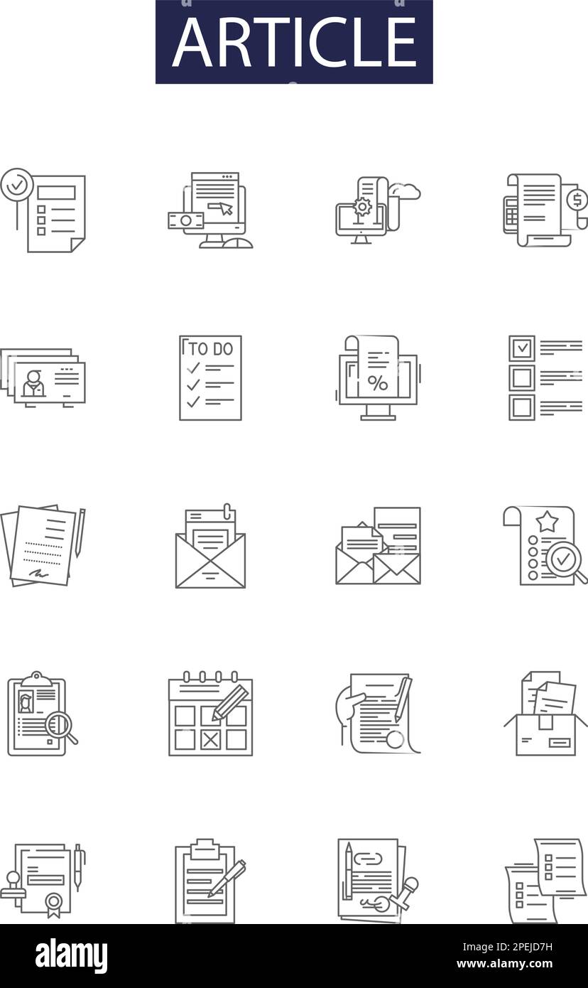 Article line vector icons and signs. Writing, Journalism, Newspaper, Magazine, Column, Blog ...