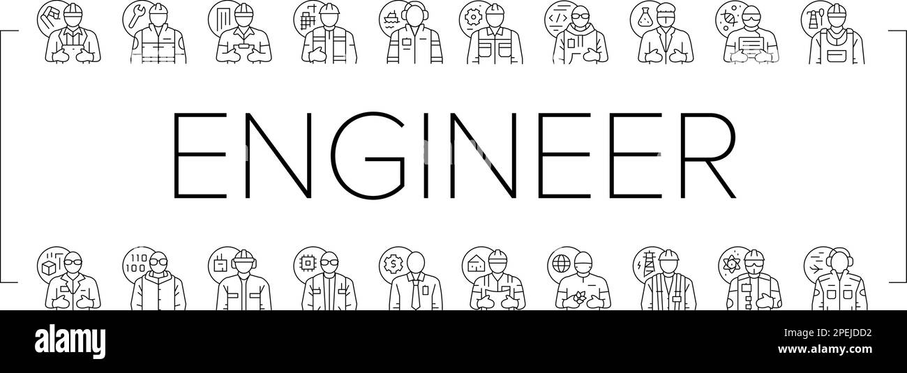 engineer technology work man icons set vector Stock Vector Image & Art ...