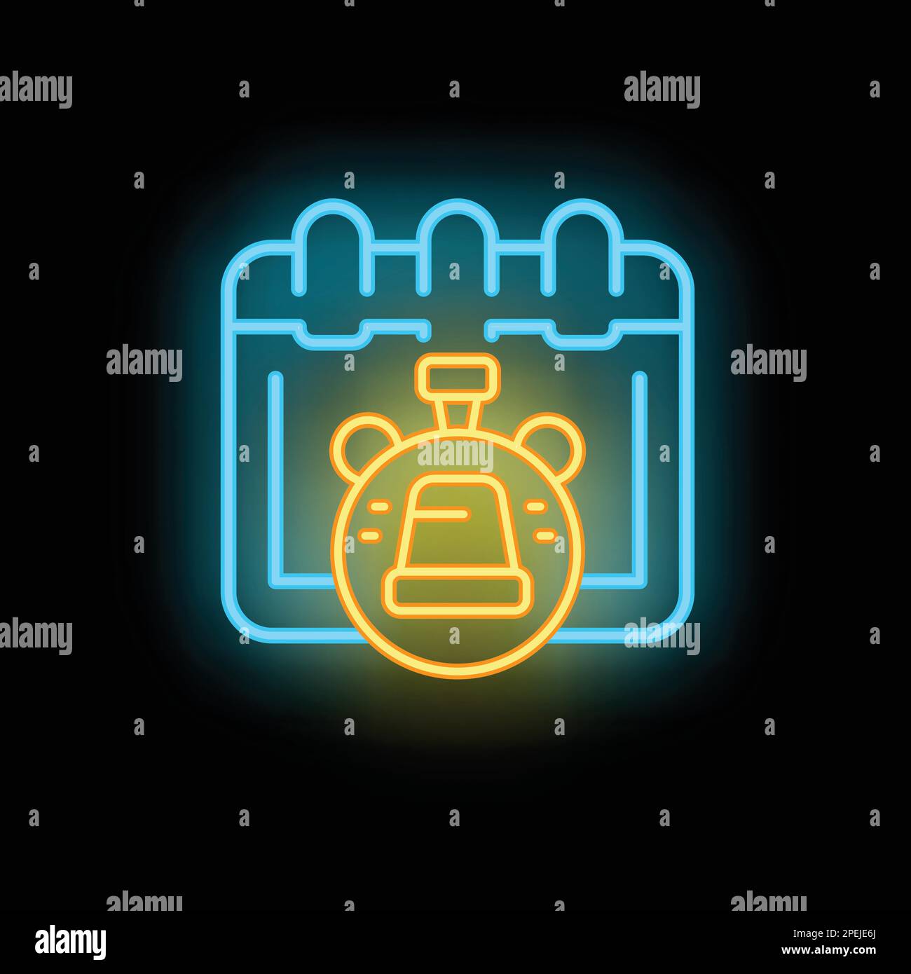 Burnout calendar icon outline vector. Mental work. Sad overload neon ...