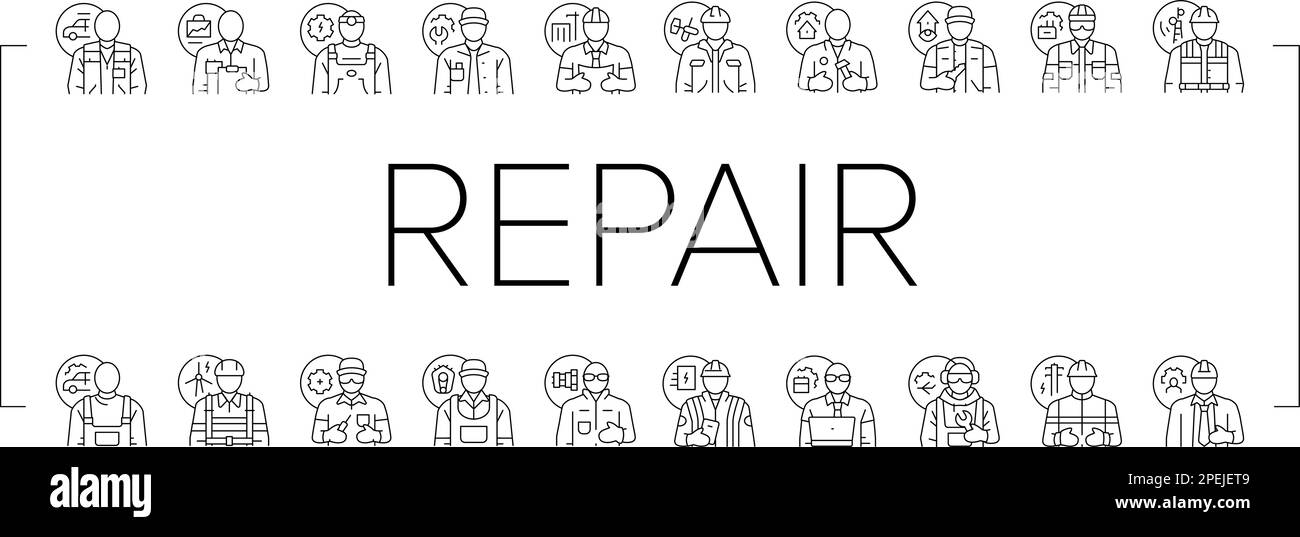 repair worker engineer man icons set vector Stock Vector Image & Art - Alamy