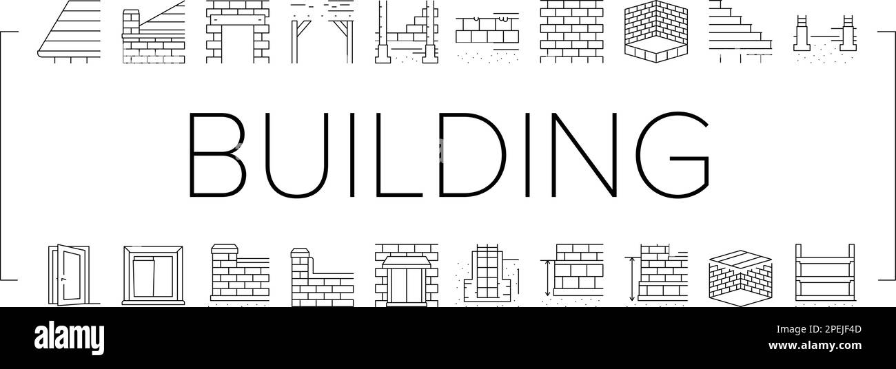Building House Structure Icons Set Vector Stock Vector Image And Art Alamy