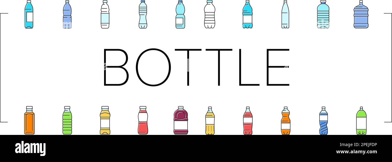 bottle plastic water drink empty icons set vector Stock Vector Image ...