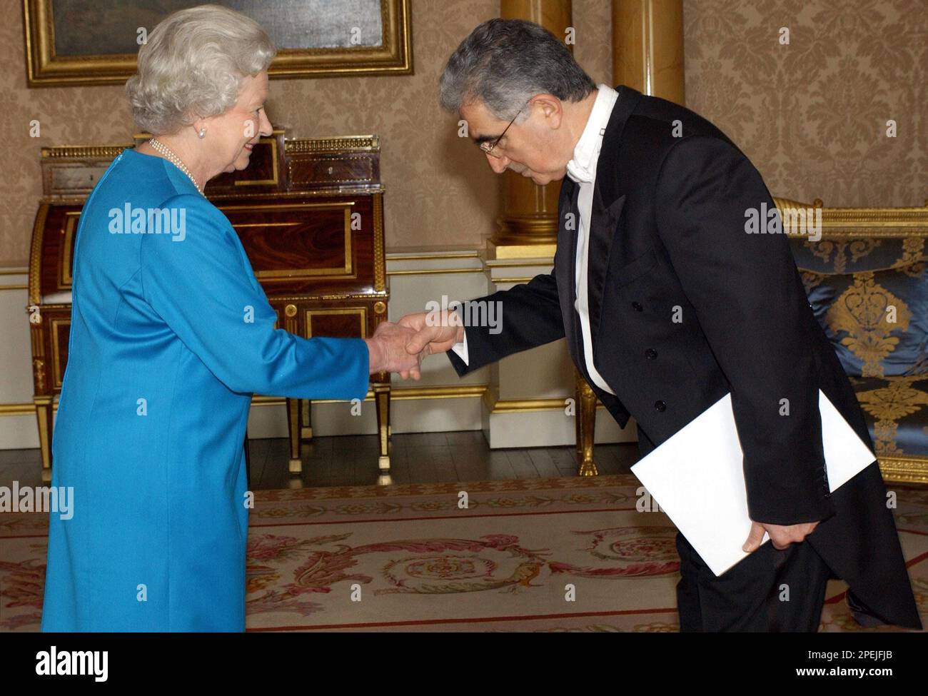 Britain's Queen Elizabeth receives the Ambassador of Iraq, Dr Salah Al ...