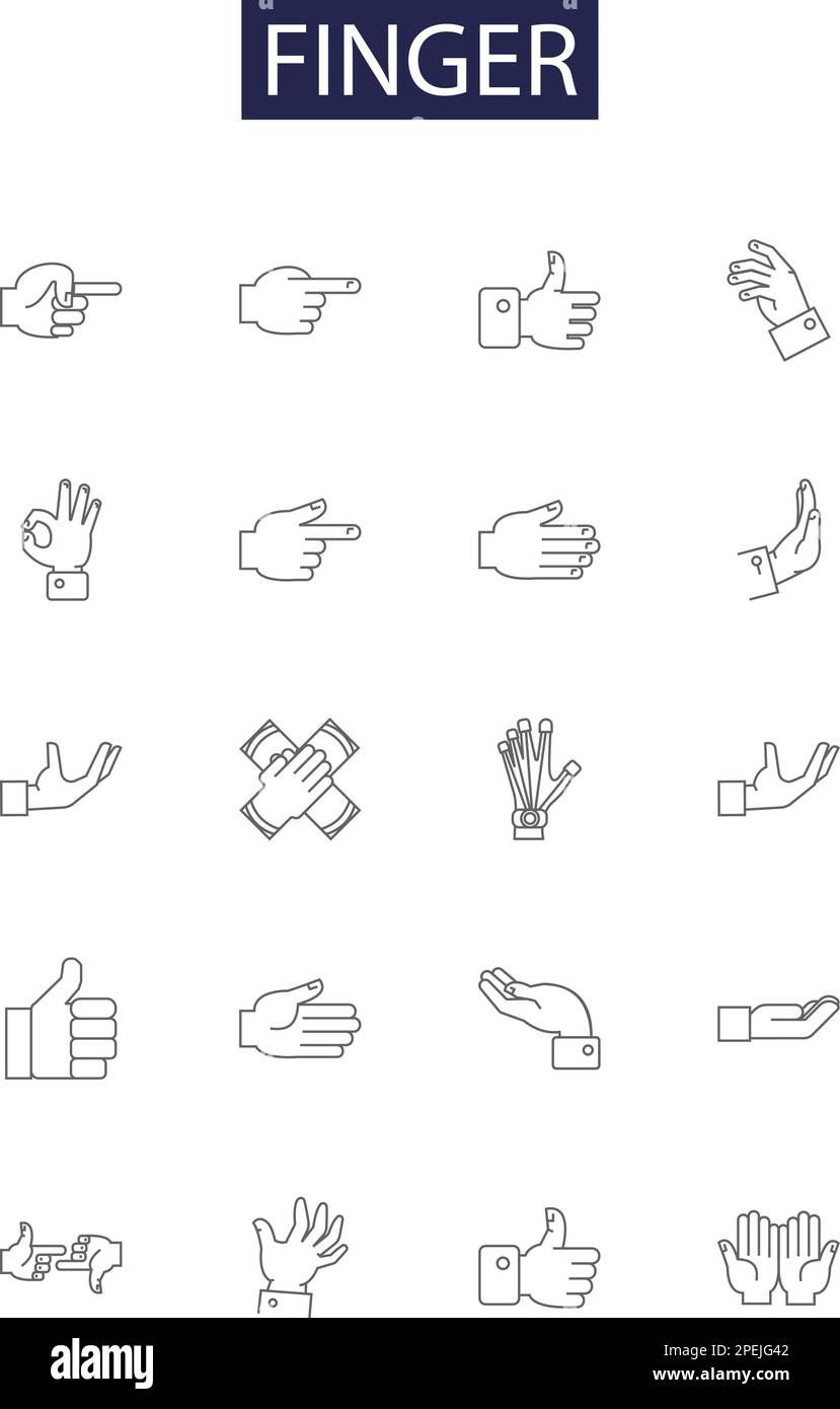 Finger line vector icons and signs. Digit, Grip, Point, Bend, Claw, Tip ...